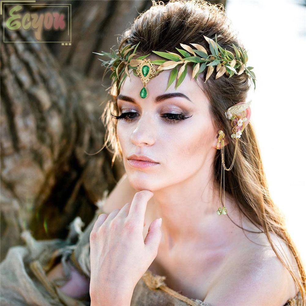 ECYOU Fairy Flower Leaf Crown, Halloween Costume Wedding Elf Headpiece ...