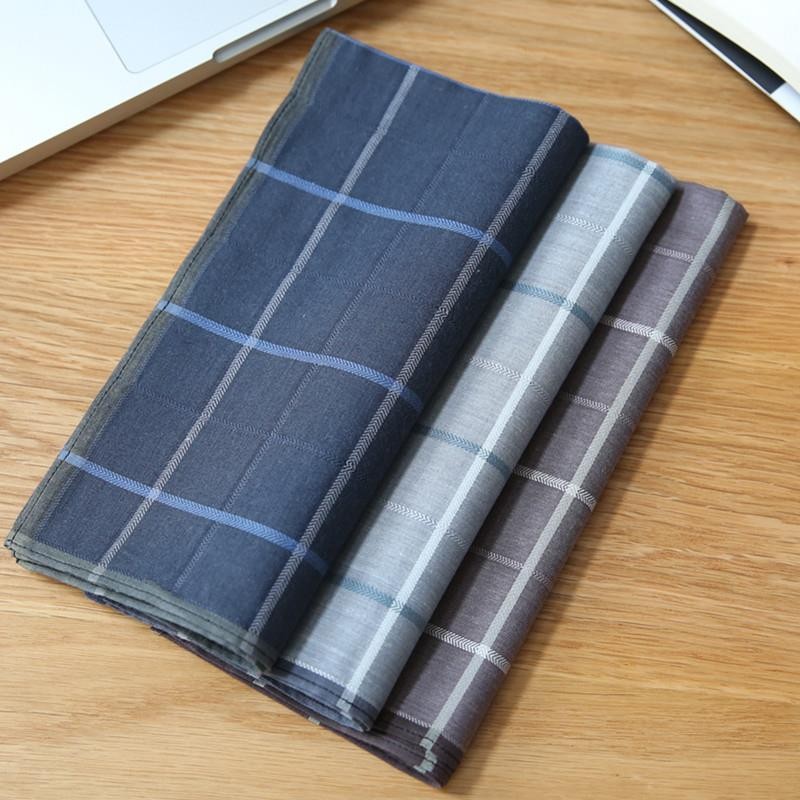 Handkerchief Men British Plaid Cotton Sweat-Absorbent Handkerchief Thin ...