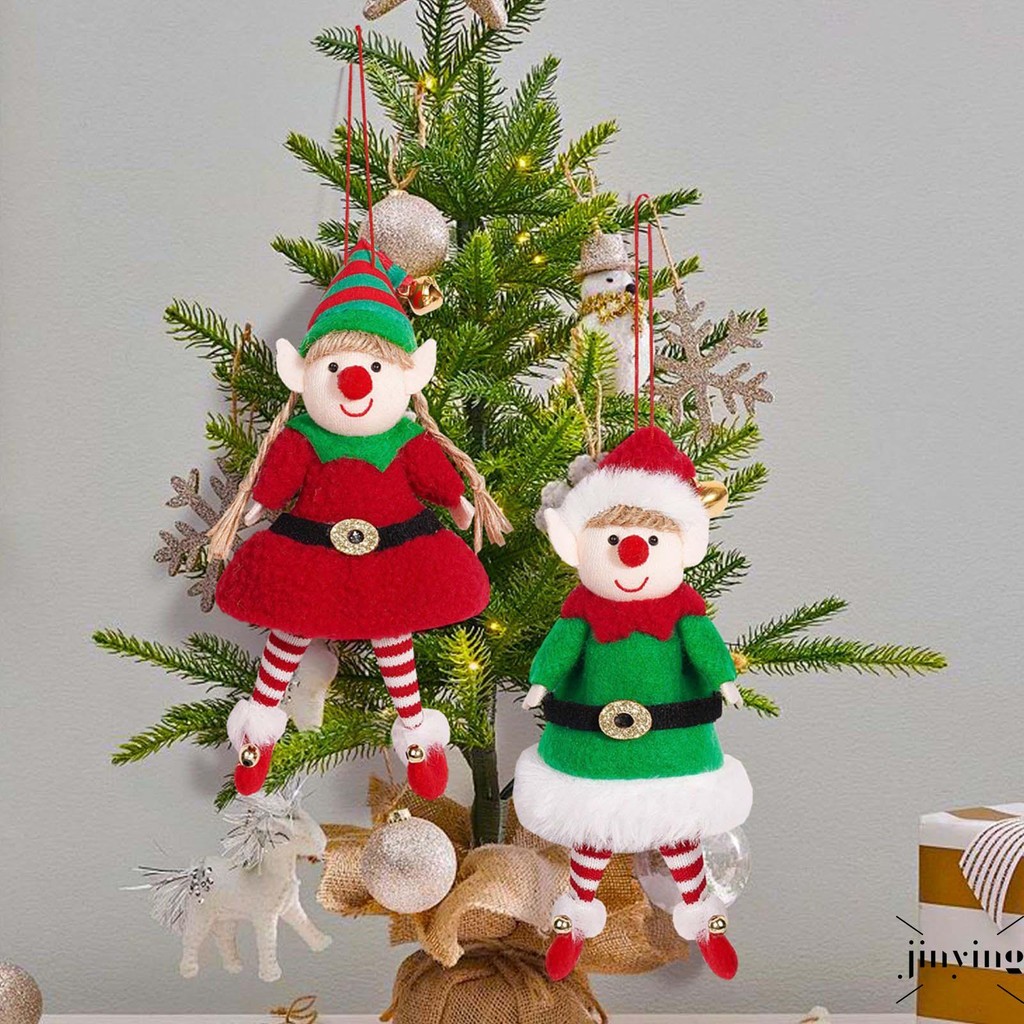 Plush Christmas Elves Doll Dressed In Traditional Red and Green ...