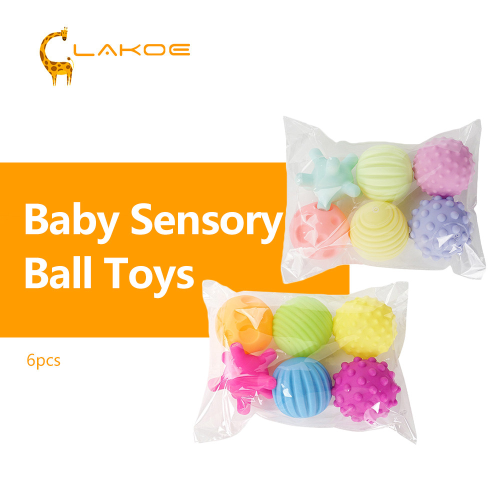 Lakoe 6Pcs Rubber Baby Sensory Touch Hand Ball Toys Set Baby Ball Bath ...