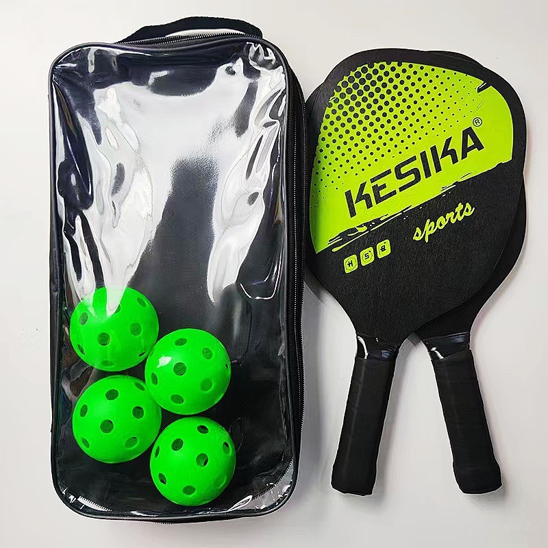 Pickleball Paddles Wood Bat Beginner Rackets Cushion Grip 4 Ball ...