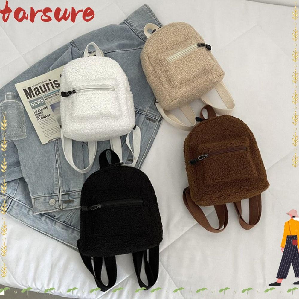 TARSURE Mini Plush Backpack, Lightweight Multi-pocket Travel Rucksacks ...