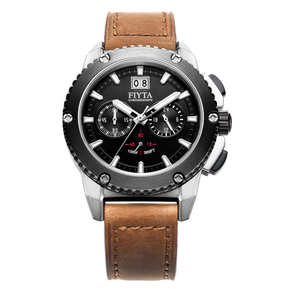 [Original] Fiyta Leather Strap Chronograph Quartz Men Watch FTA-WG1016 ...