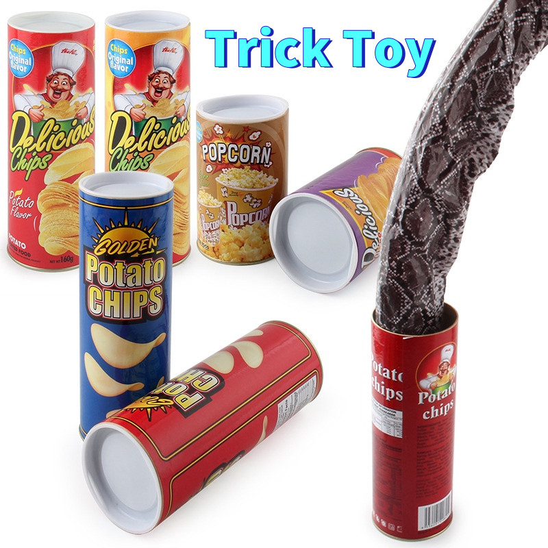 Funny Potato Chip Snake Jump Spring Scare Trick Toy Gift Fool Day ...