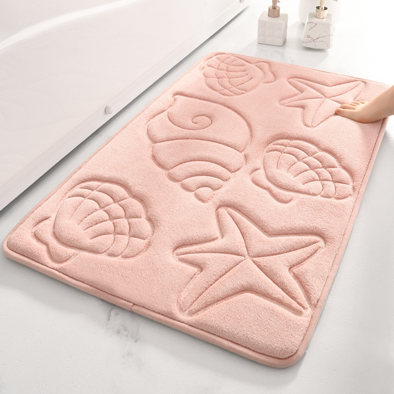 Memory Foam Bath Mat Cute Ocean Shell Starfish Bathroom Mat Shower Mat ...