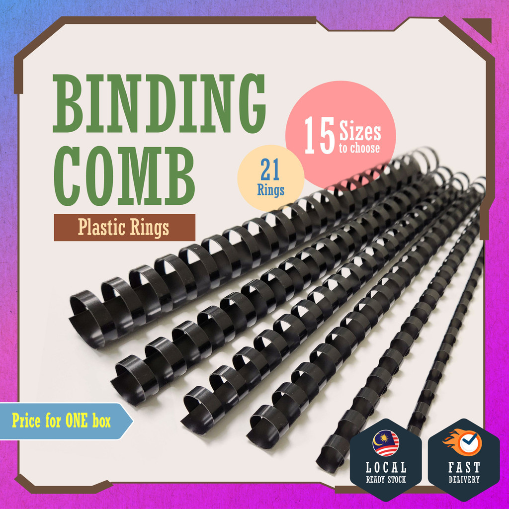 [ 100'S/BOX ] PLASTIC BINDING COMB 21 RINGS ( 8mm / 10mm / 12mm ) | Shopee Malaysia