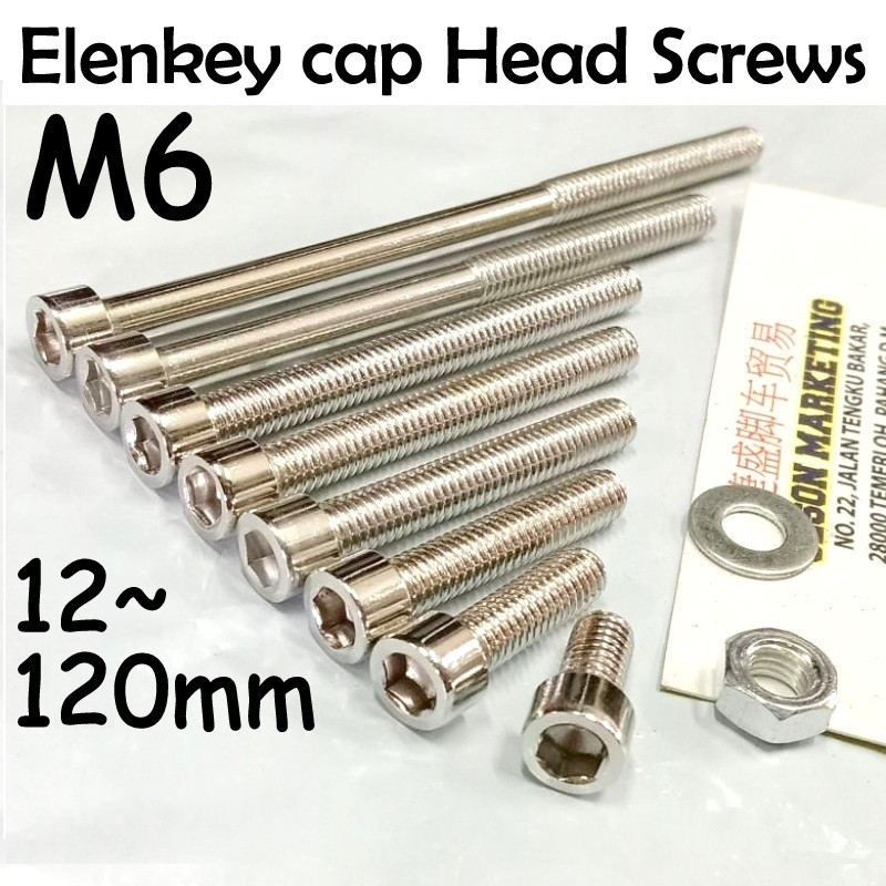 M6 Hex Socket Cap Head Screws 304 Stainless Steel SHINY SURFACE Allen ...