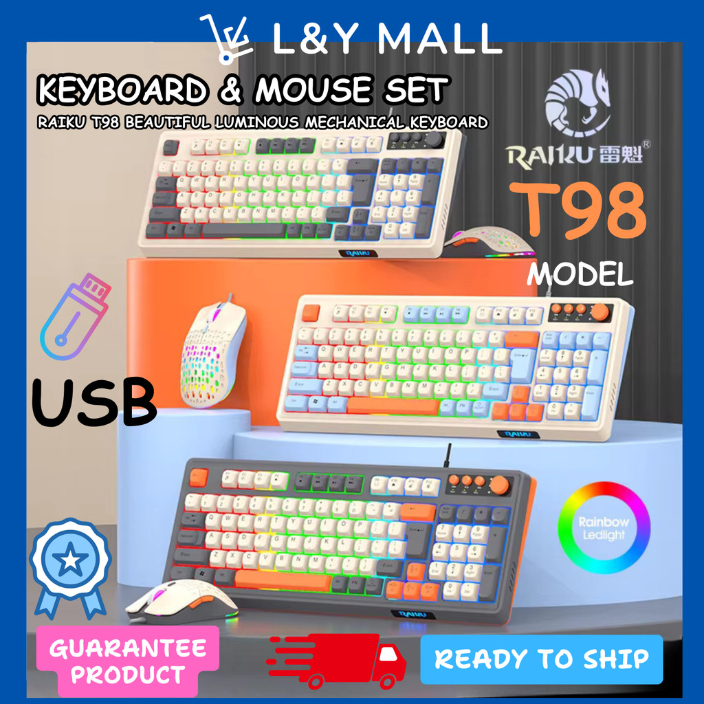RAIKU T98 Customized Gaming Keyboard Mouse Suit Combination of Three ...