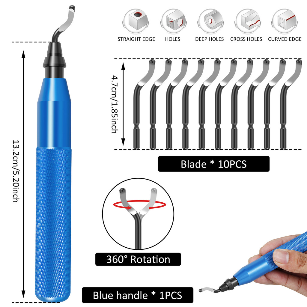 Deburring Tool Kit with 10 Extra HSS Blade Sharp Burr Removal Tool ...