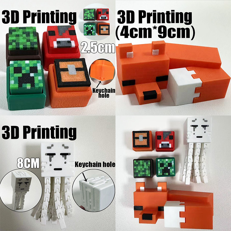 2025 A Minecraft Movie 3D Printing Toy Creeper Ghast Fox Keyboard ...