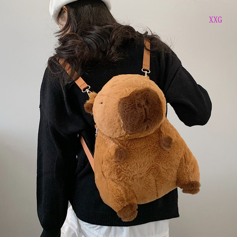 【XXG】 Plush Capybara Backpack Plush Backpack Animal Cartoon Stuffed ...