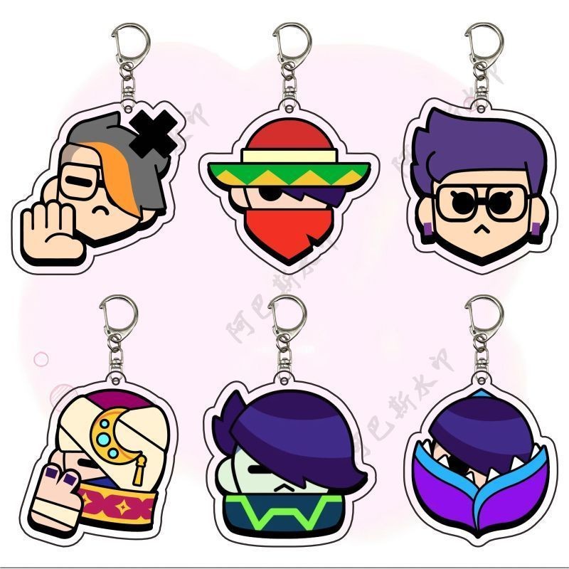 Brawl Stars Cute Emoji Acrylic Keychain 4CM Fanmade Hero Bag Charm ...