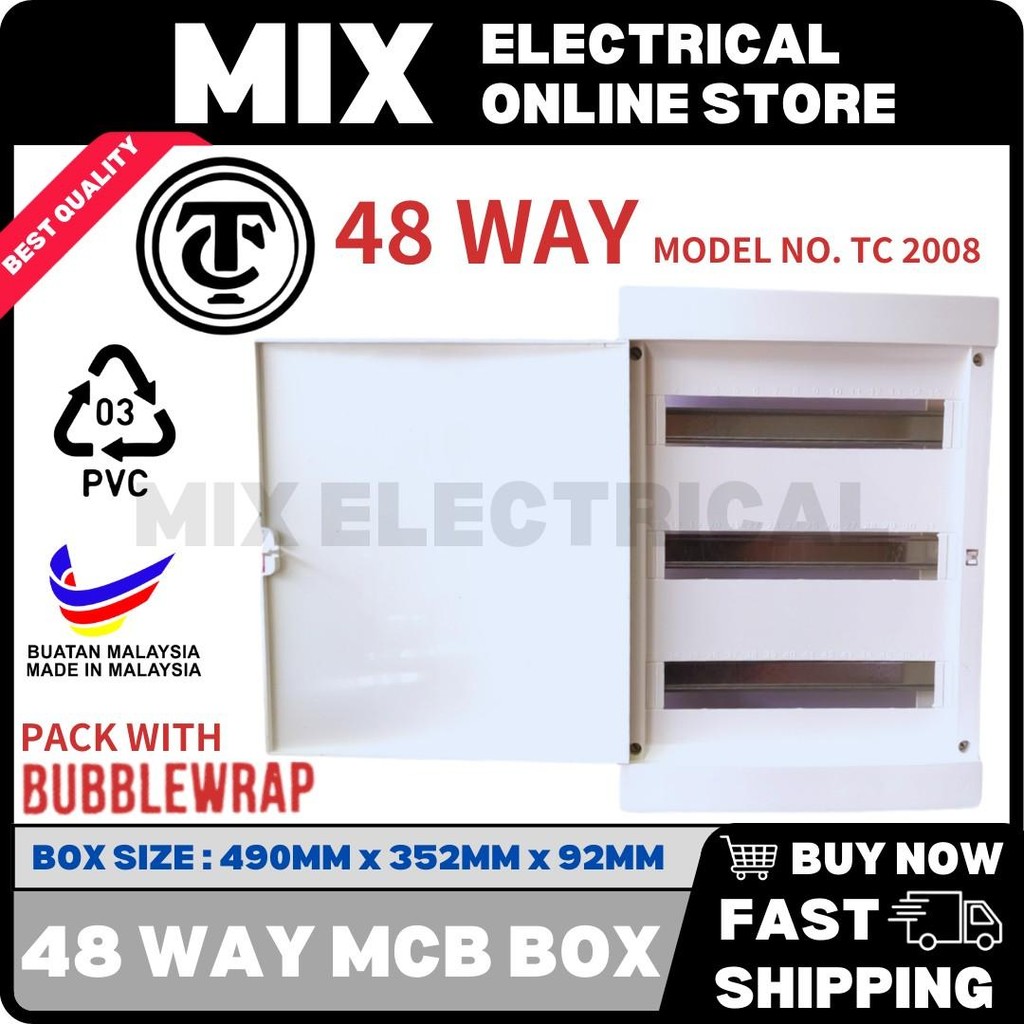 48 Way TC Surface PVC MCB DB BOX / Consumer Unit / Consumer Box ...