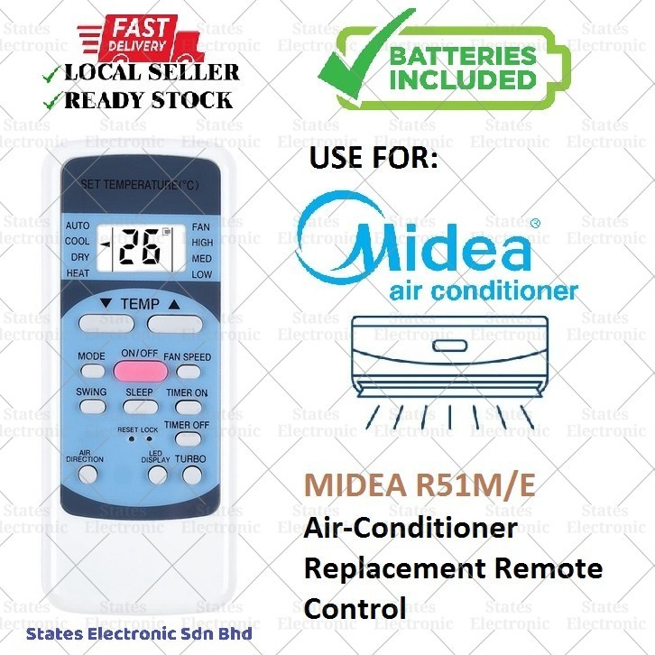 MIDEA Air-Conditioner Replacement Remote Control - R51M/E | Shopee Malaysia