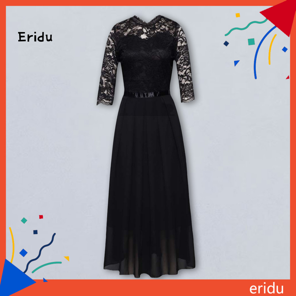 [ER] High Heels Pairing Dress Lady Maxi Dress Elegant Lace Patchwork ...