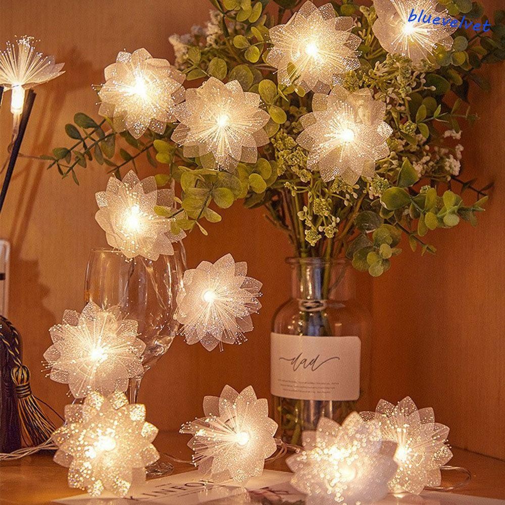 BLUEVELVET Fiber Optic Flower String Lights, LED Flash Fairy Lamps ...