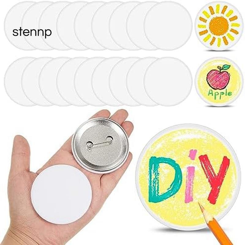 20 PCS DIY White Button Pins 2.25 Inch/58 mm Blank Craft Button Paper ...