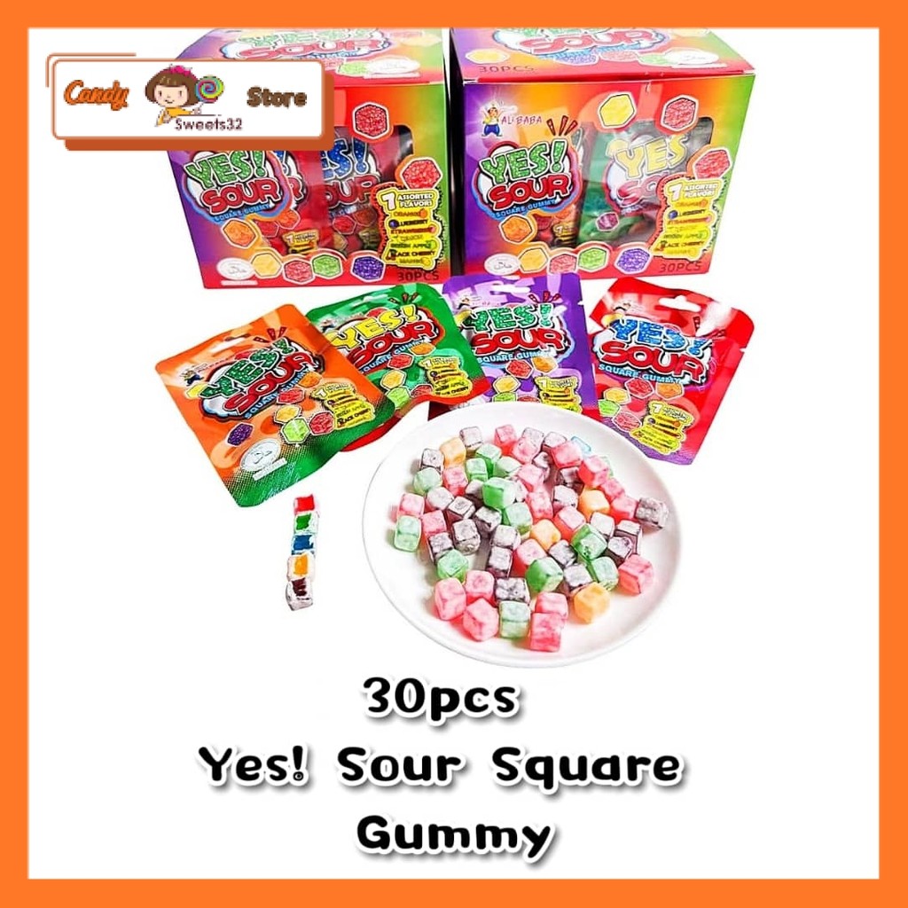 30pcs (ALIBABA) YES! Sour Square Gummy Candy Assorted Flavor HALAL ...