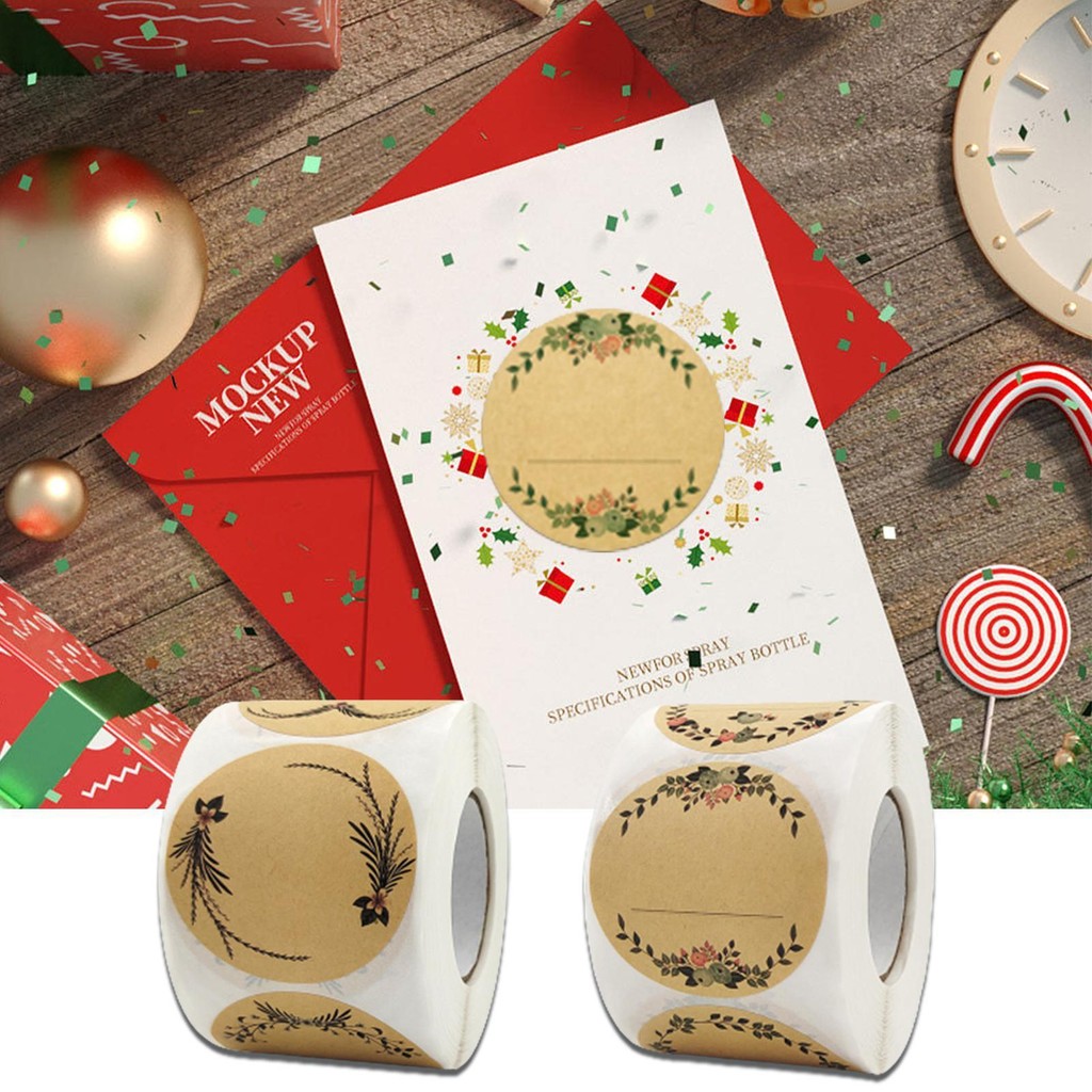Christmas Stickers For Cards Round Christmas Stickers Roll 500 Pieces ...