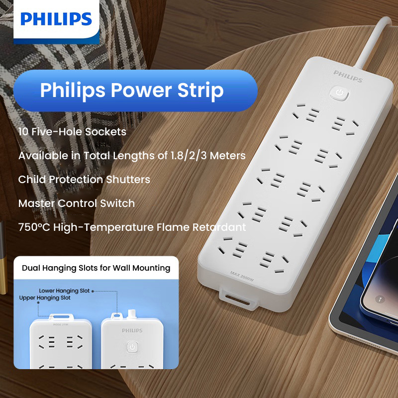 Philips Power Strip 10 Five-Hole Sockets | Shopee Malaysia