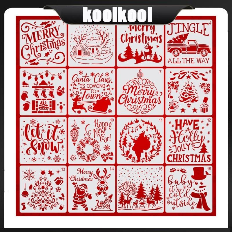 Kool 16Pcs Christmas Painting Stencil Template Anti-scratch Reusable ...