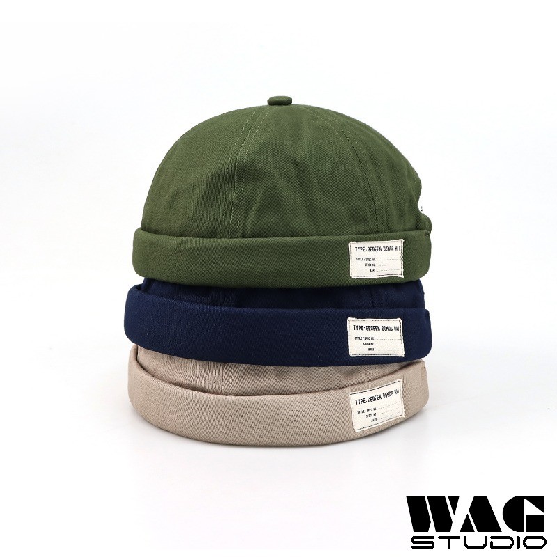 Adjustable Cotton Sailor Cap for Men Women Vintage Brimless Docker Hat ...