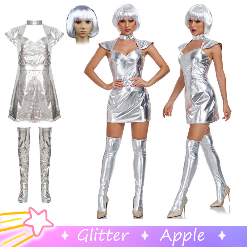 Astronaut Space Woman Sexy Silver Dress For Woman Adult Planet Future ...
