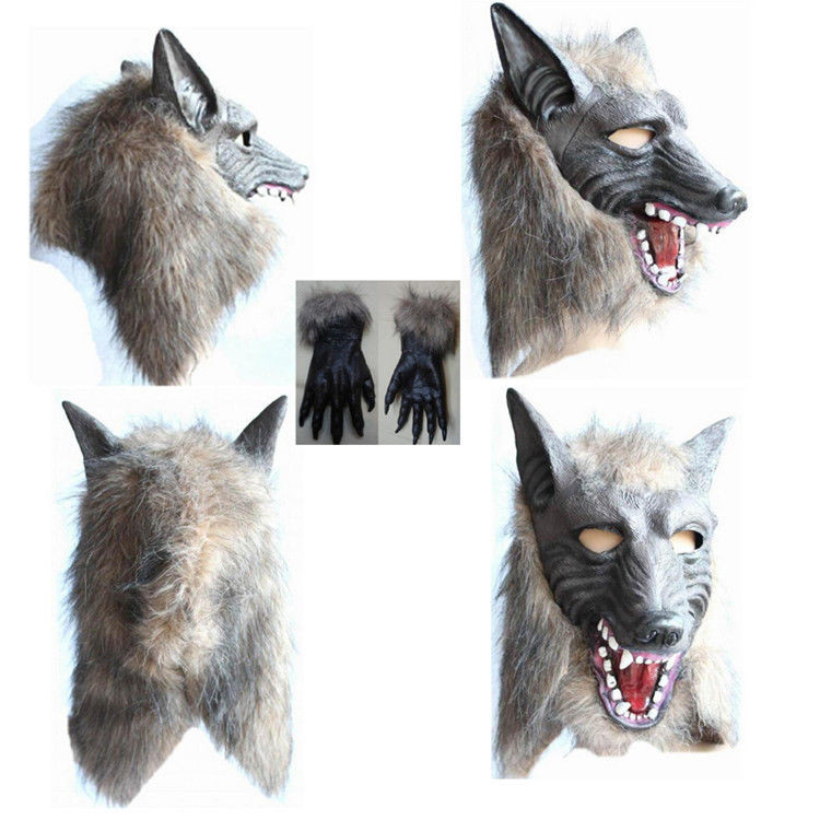 Wolf Head Mask Headgear Male Wolf Glue Full Set Mask Animal Hair Mask ...