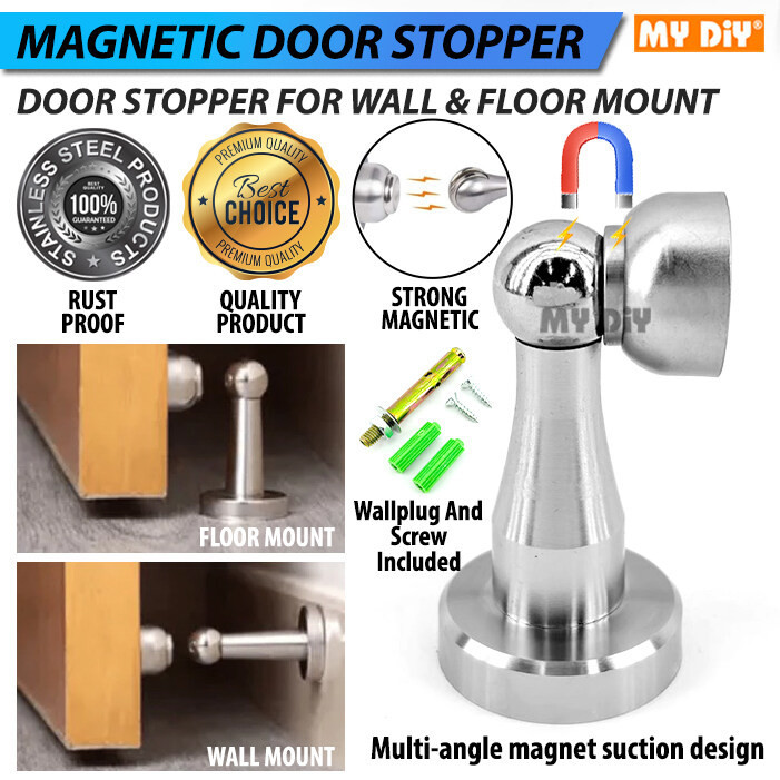 STAINLESS STEEL MAGNETIC DOOR STOPPER / PENAHAN PINTU MAGNET / DOOR ...