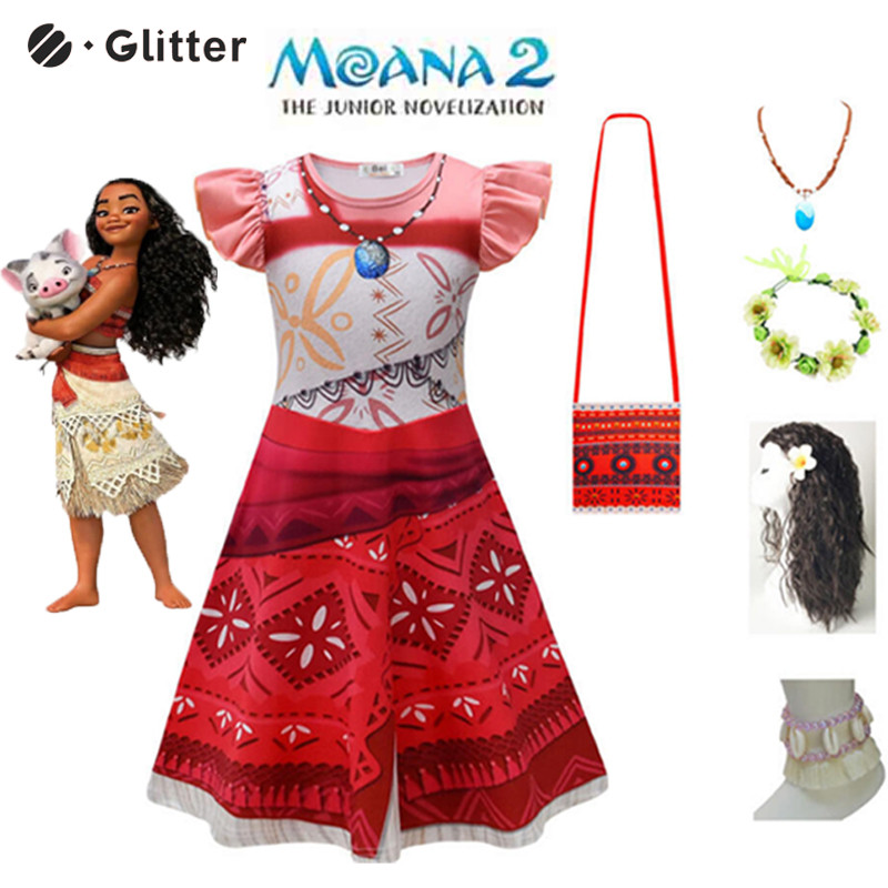 2024 New Movie Moana 2 Cosplay Costume for Kids Girl 3D Printed Sling ...