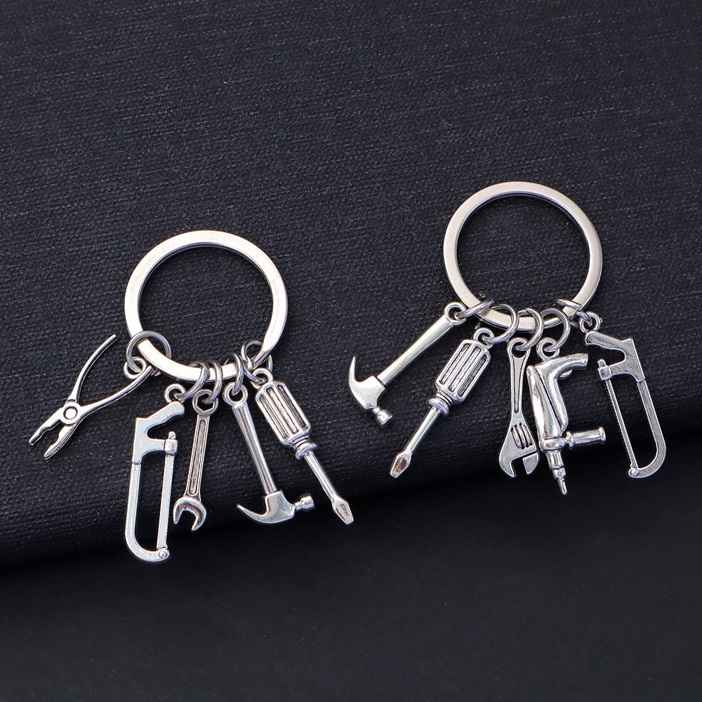 Metal Tool Shape Key Ring Simple Silver Color Wrench Pliers Saw ...