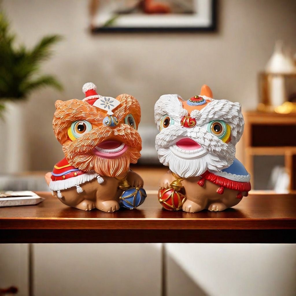 Creative Chinese Lion Dance Ornaments 2025 New Year Desktop Decorations ...