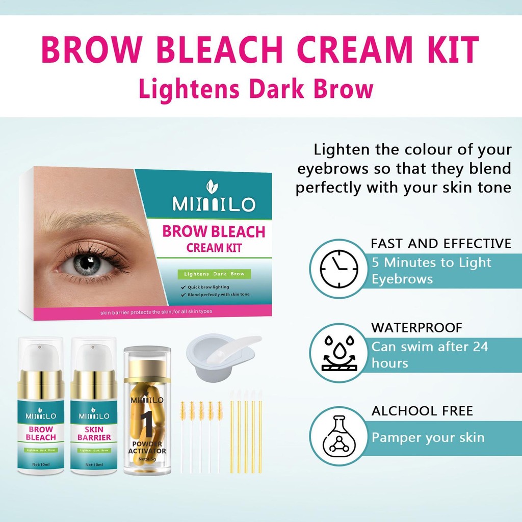 BROW BLEACH CREAM KIT Eyebrow Lightener Gentle Makeup Brow Bleach for ...