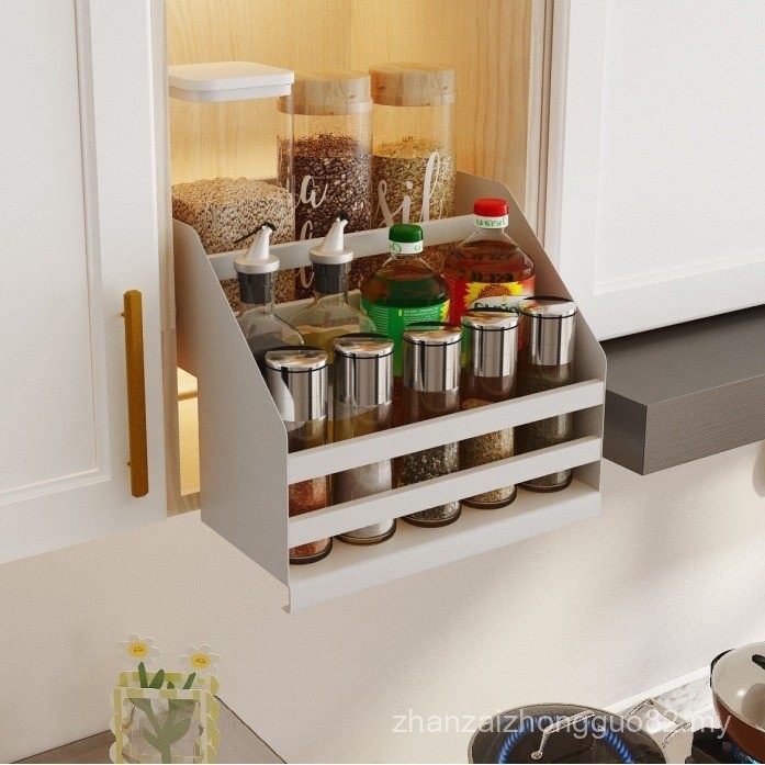 Liftable Hanging Cabinet Pull Basket Kitchen Shelf Condiment Rack Pull ...