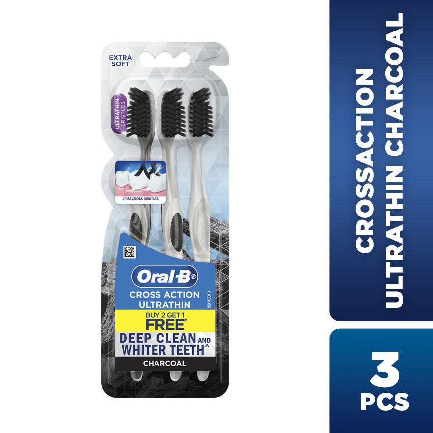 ORAL-B Cross Action Ultrathin Charcoal Toothbrush 3S | Shopee Malaysia