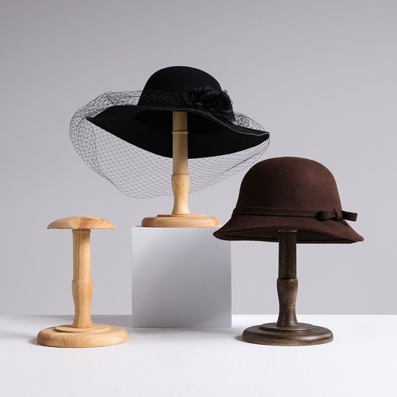 Hat Display Stand Solid Wood Hat Holder Wooden Head Model Hat Rack ...