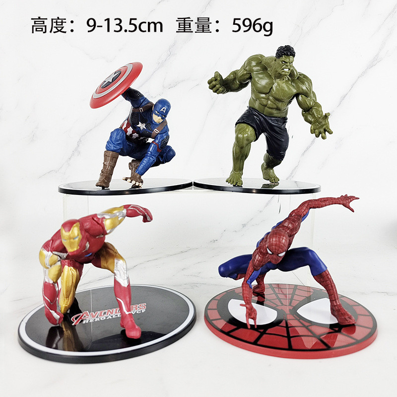 4 League Iron Man Spider-Man Captain America Hulk Figure Toy Doll Model ...
