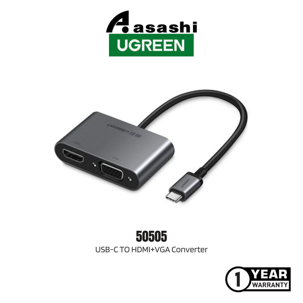 UGREEN 50505 USB-C TO HDMI+VGA Converter With PD Aluminum Case | Shopee ...