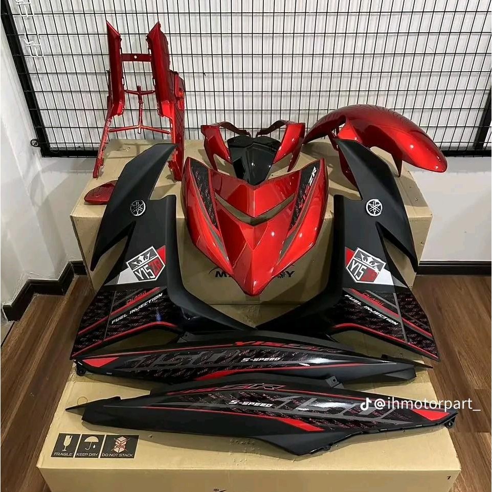 Y15 V1 V2 MERAH KUNING SILVER BIRU ROBOT COVER SET TAMPAL SIAP STICKER ...