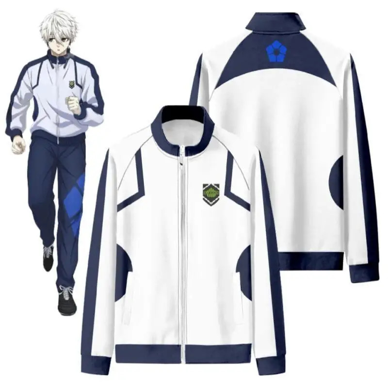 Men's Anime Blue Lock Zip Uniform Coat Role Play jacket Blue White ...