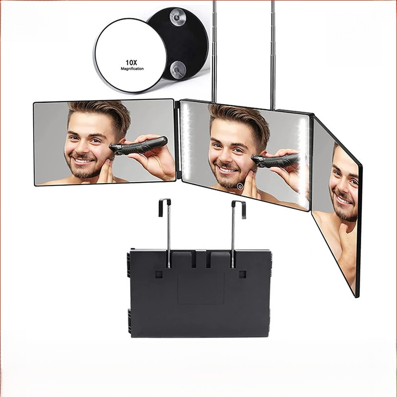 【KPRZ Shop】Barber Mirror Self Cut with LED Lights, Vanity Mirror,Wall ...