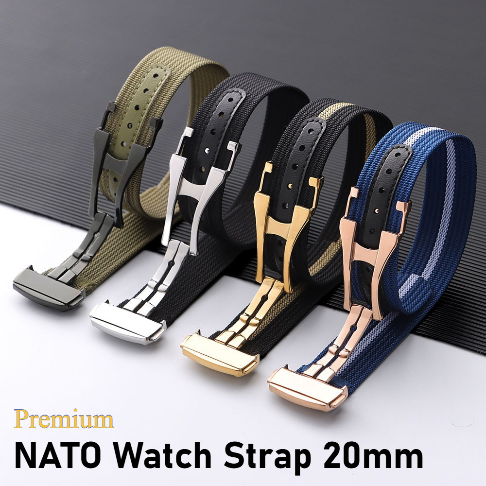 20mm Premium NATO Canvas Watch Strap for OMEGA Seamaster De Ville Tank ...