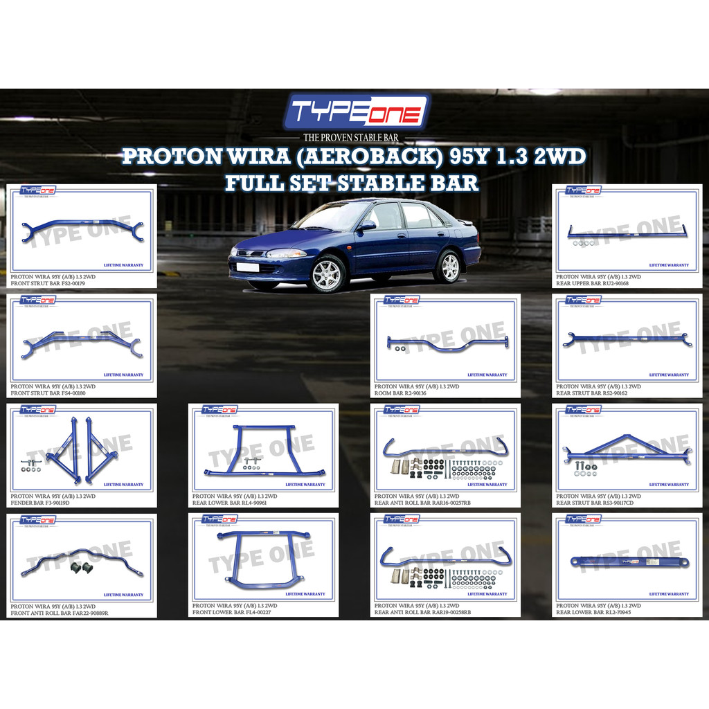 PROTON WIRA AEROBACK 1993-1995 1.3/1.5 2WD FULL SET STABLE BAR COLOUR ...