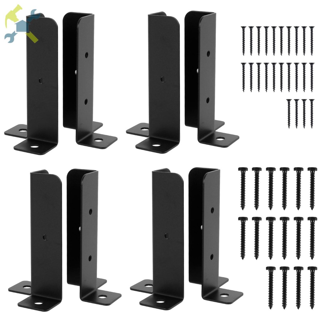 8Pcs Post Anchor Base Iron Deck Post Base Brackets Half Column Deck ...