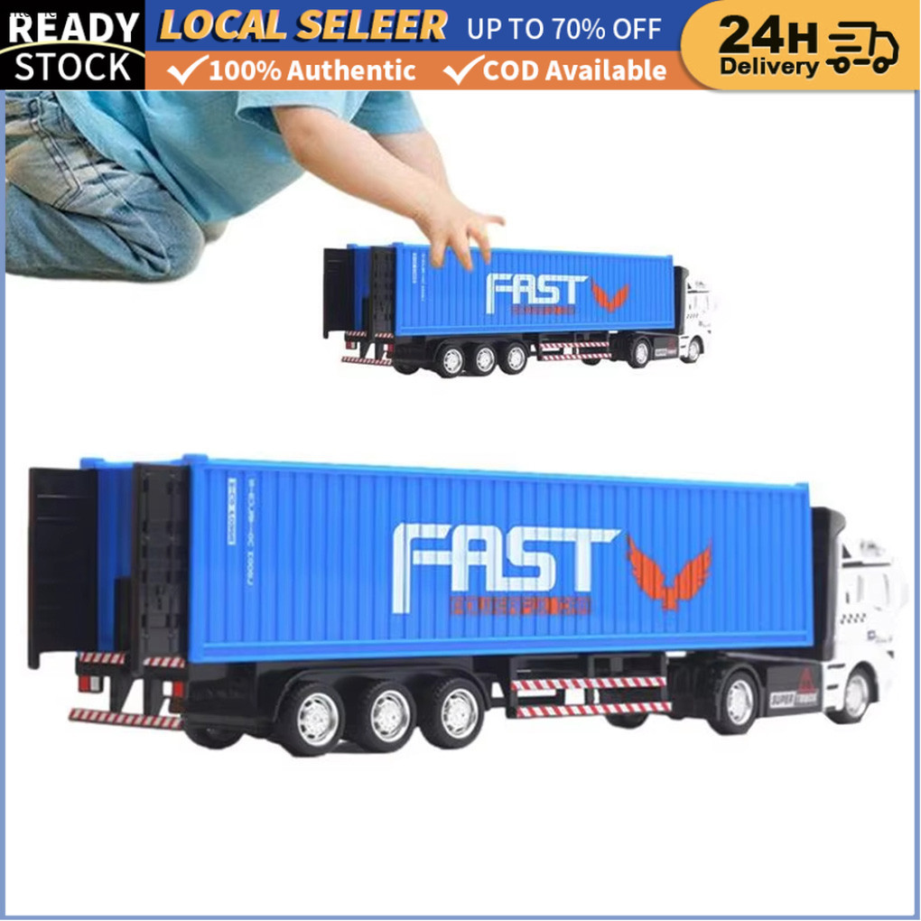 Alloy Die Cast Container Truck Toy 32cm Pull Back Express Transporter ...