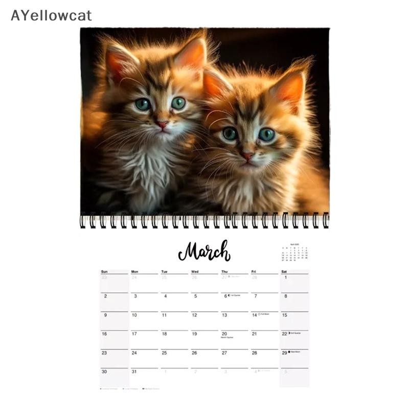 AY New 2025 Kitty Cat Calendar 12 Months Spiral Calendar Cute Cat Wall ...