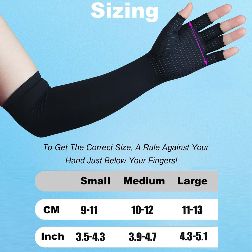 1Pair Long Arthritis Compression Gloves for Women Men, Copper Gloves ...