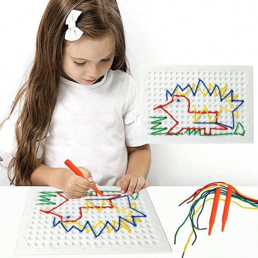 Sensory Thread Board Colorful Threading Toy Interactive Early Learning ...