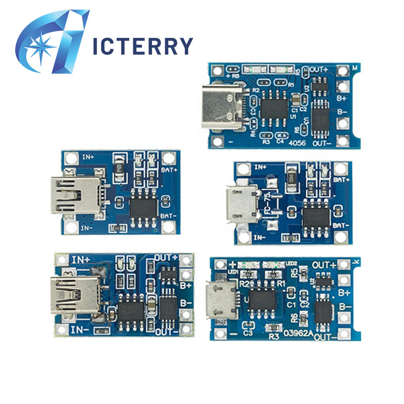 5V 1A Micro/Type-c/Mini 18650 TP4056 Lithium Battery Charger Module ...
