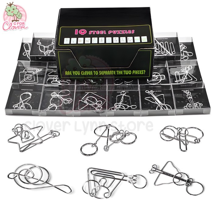 Single BOX METAL WIRE PUZZLE HARD LEVEL IQ iron steel fidget brain ...
